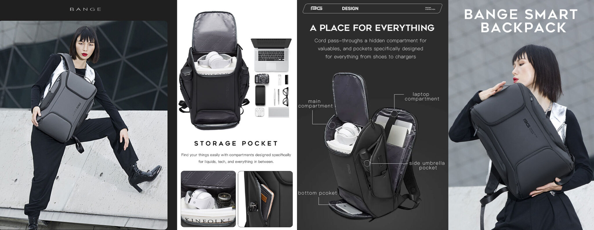 خرید و بهترین کوله پشتی لپ تاپ 15.6 اینچی بنج Bange BG-7267 | پایاتل